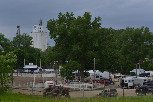 A Tillotson elevator overlooks the 76th Dayton Championship Rodeo ...