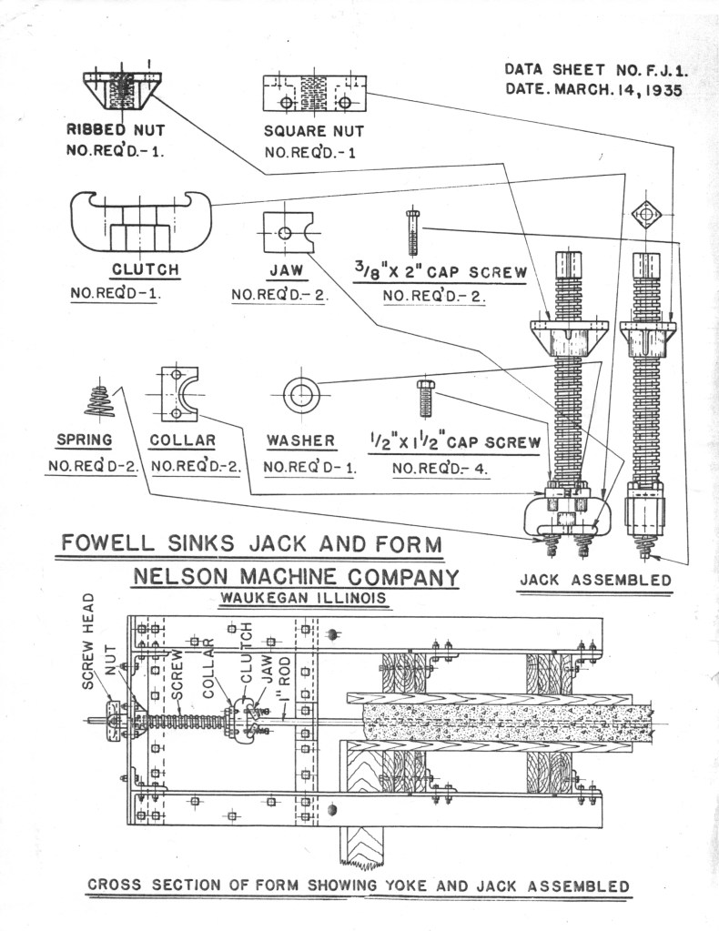 Basis of slip-forming: Screw jacks and yokes are depicted in these ...